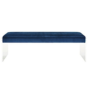 Tov Furniture Envy Blue Velvet/Acrylic Bench