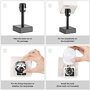 aooshine Small Table Lamp for Bedroom - Bedside Lamps for Nightstand, Minimalist Solid Wood Night Stand Light Lamp with Square Fabric Shade, Desk Reading Lamp for Kids Room Living Room Office Dorm