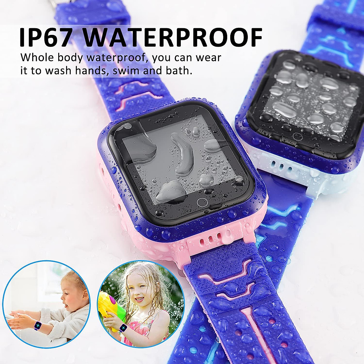 Kids Smart Watch, 4G WiFi GPS LBS Tracker SOS Emergency Call Video Chat Children Smartwatches, IP67 Waterproof Phone Watch for Age 4-12 Boys Girls, Compatible with Android/iPhone iOS (Pink)