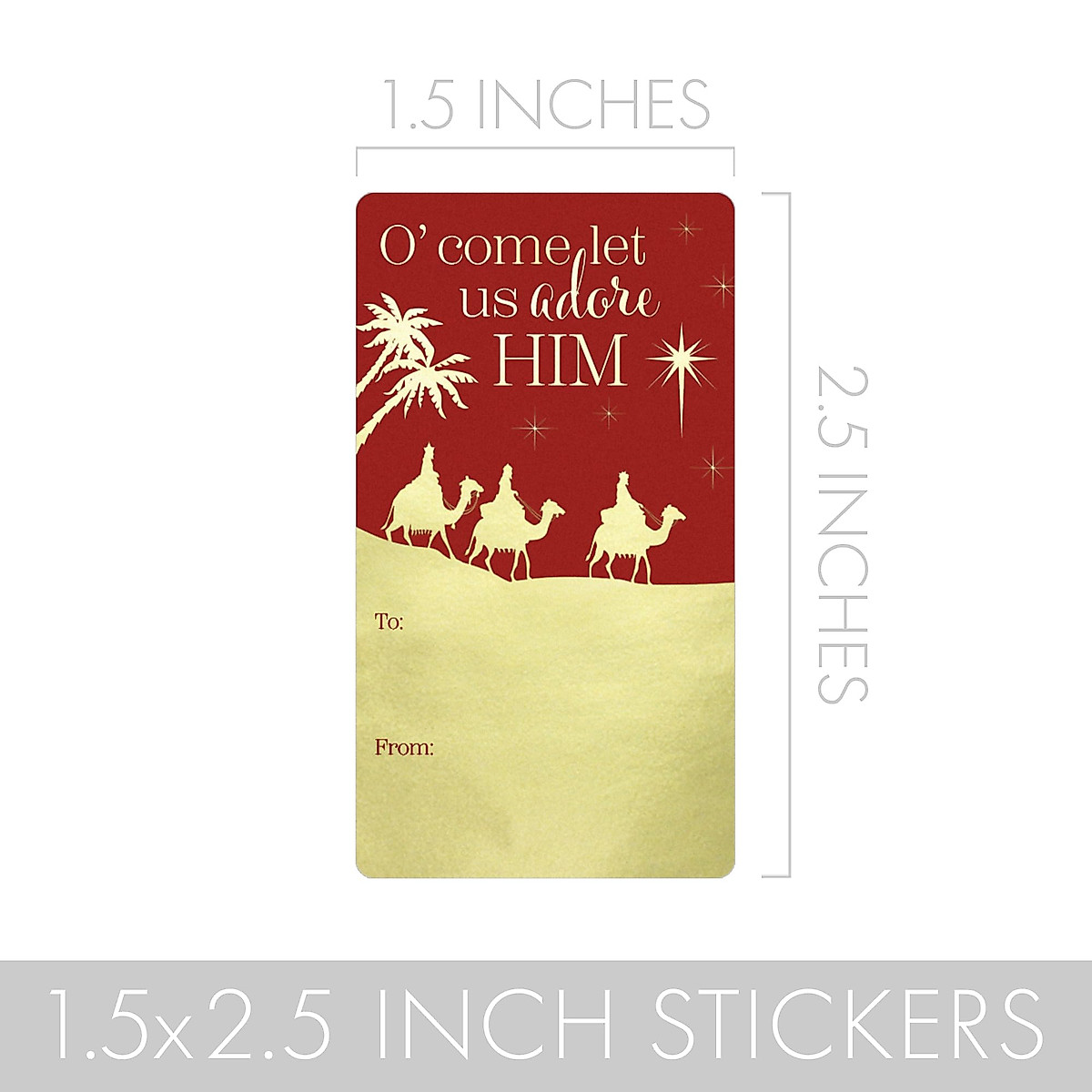 Red and Gold Christmas Gift Tags, Self-Adhesive Stickers – 75 Labels, Peel and Stick Christmas Gift Tags, Metallic Gold Gift Wrap Tags