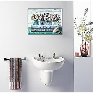 HKDGOKA Wall Decor for Bedroom - Rose Canvas Wall Art for Living Room Rustic Farmhouse Paintings Pictures Ready to Hang for Bathroom Home Decorations 11x15inch