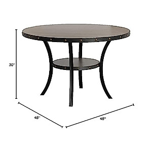 New Classic FURNITURE Classic Furniture Crispin Solid Wood Round Dining Table, 48-Inch, Gray