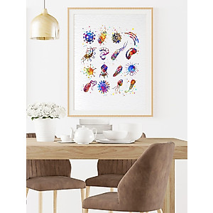 Dignovel Studios 8X10 Unframed Bacteria Watercolor Art Print Biology Medical Art Microbiology Virus Art Abstract Bacteriophage Science Home Office Wall Decor Poster DN675