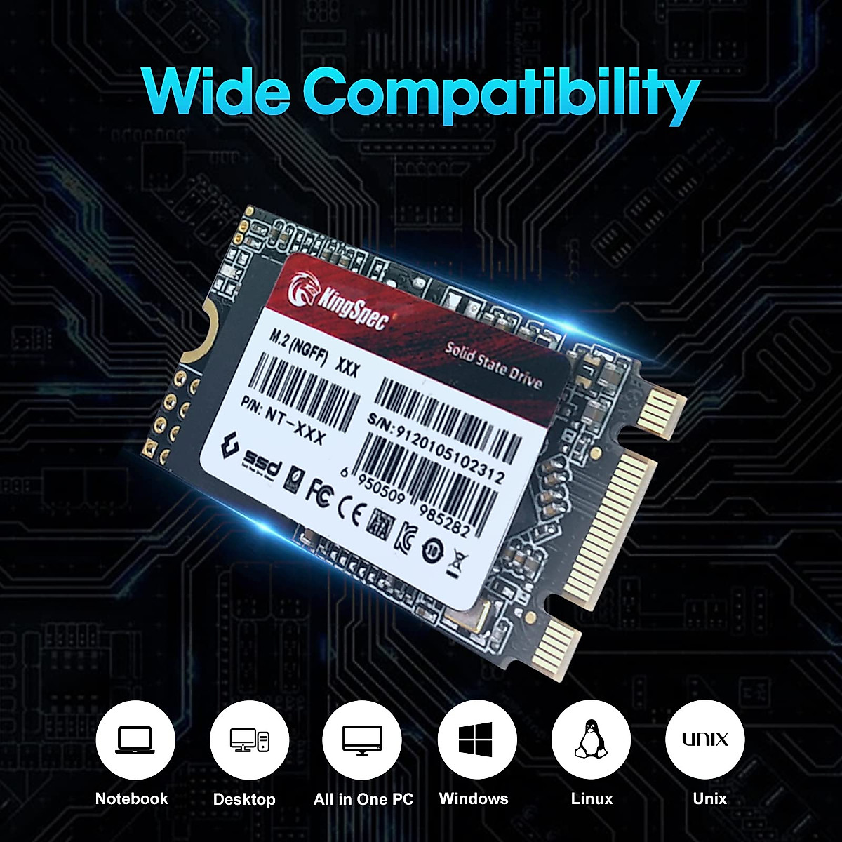 KingSpec M.2 SATA SSD, 128GB 2242 SATA III 6Gbps Internal M.2 SSD, Ultra-Slim NGFF State Drive for Desktop/Laptop/Notebook (2242, 128GB)