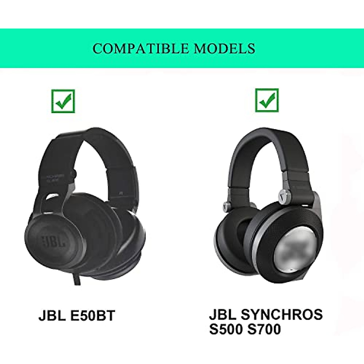 E50BT Replacement Ear Pad Earpad Cushion Cover Compatible with JBL SYNCHROS E50BT E50 S500 S700 Wireless Headphones (Black)