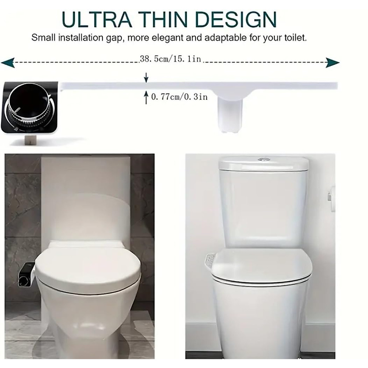 Bidet Attachment for Toilet Bidet Non-Electric Cold Water Sprayer Toilet Seat, Adjustable Water Pressure Retractable Self-Cleaning Dual Nozzle for Real Feminine Wash in Black Knob (PaniFlow).