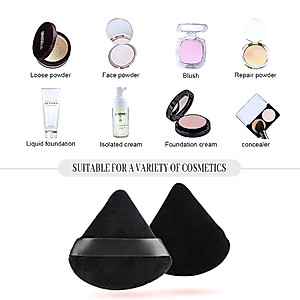 Yoseng 4pcs Powder Puffs for Face Powder Both Dry and Wet Black Triangle Makeup Puff for Loose & Cosmetic Foundation, Wedge Shape Velour Cosmetic Sponge for Contouring,with Mesh Laundry Bag(2Pack)