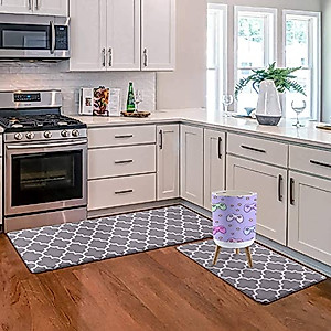 Round Trash Can with Press Lid Game cute backdrop with colorful Joystick and stars Kawaii seamless Small Garbage Can Trash Bin Dog-proof Trash Can Wooden Legs Waste Bin Wastebasket 7L/1.8 Gallon