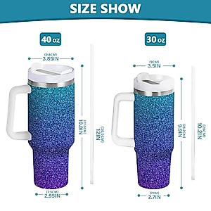 RPLIFE Green Purple Glitter Stainless Water Bottle, Insulated Tumbler with Straw, Tumblers for Women