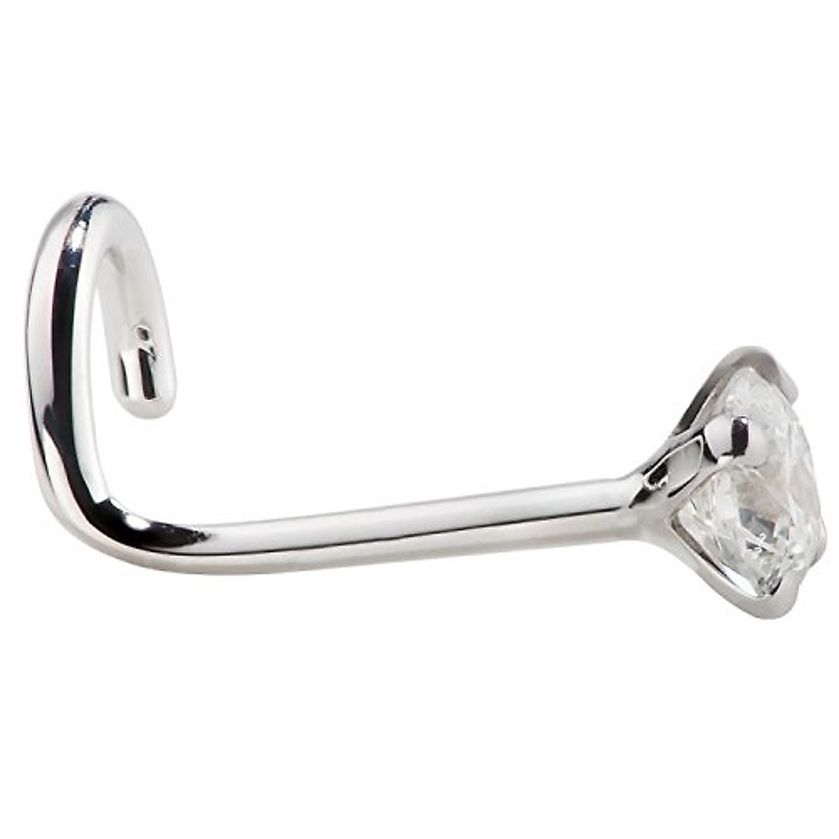 FreshTrends Cubic Zirconia Nose Ring Twist - 14K Nickel-Free White Gold Nose Screw - 1.5mm, 2mm, 3mm Stud 18 Gauge (3mm)