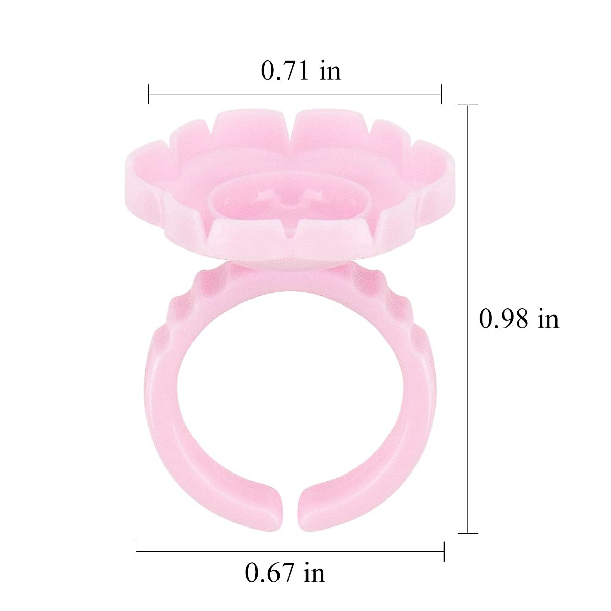 Disposable Plastic Eyelash Flower Glue Ring Lash Extension Blossom Holder Cup (Pink)
