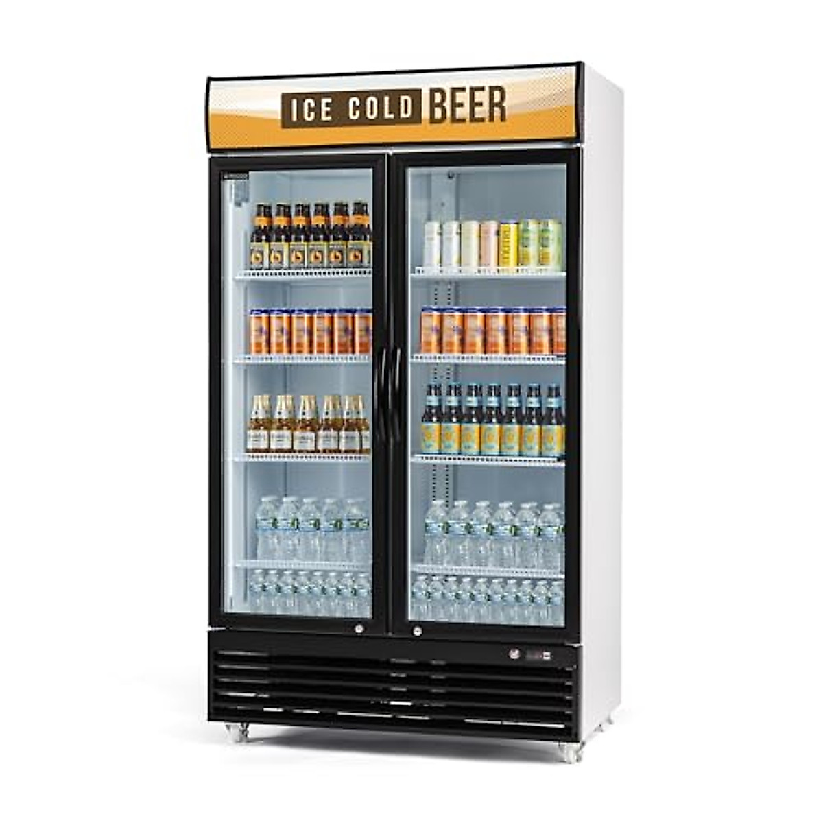 Procool Refrigeration Glass 2 Door Display Cooler "Ice Cold Beer" Design; 35 Cubic Ft., 45" Wide