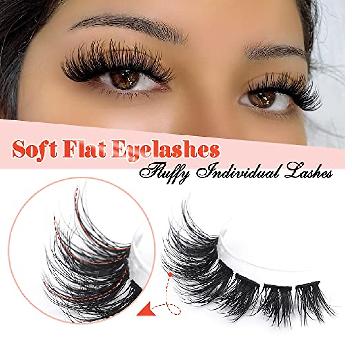Mink Cluster Lashes Fluffy Individual Eyelashes Clusters False Lashes Curly Faux Mink Eyelashes DIY Individual Lash Extension at home by Eefofnn (8mm-16mm Mixed Length)