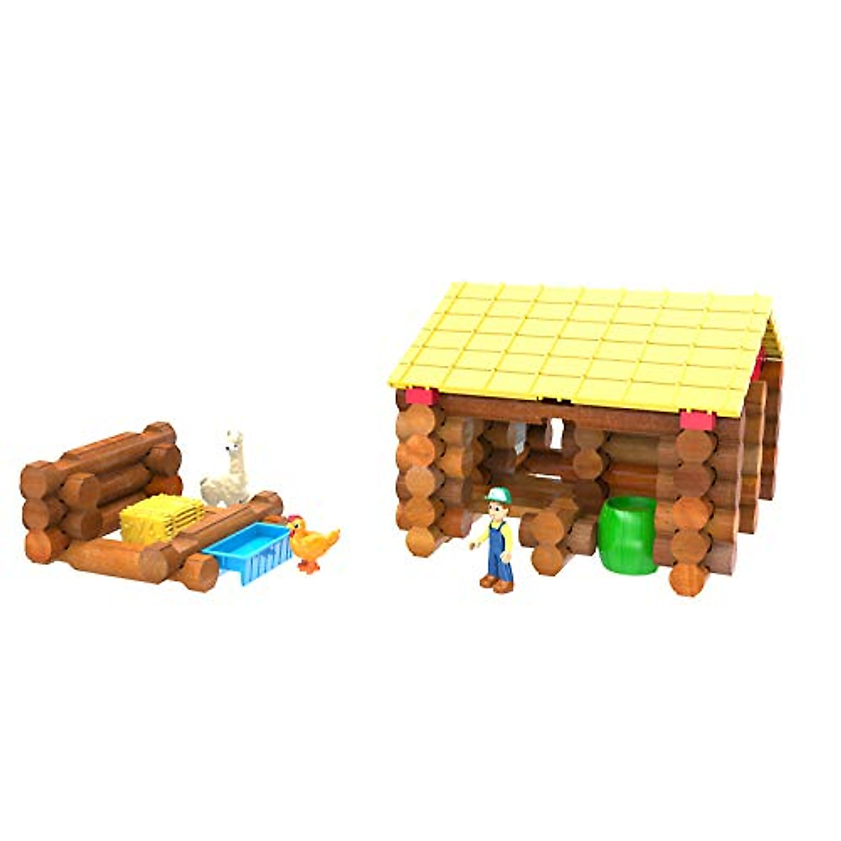 LINCOLN LOGS – Fun On The Farm - 102 Parts - Real Wood Logs - Ages 3+ - Best Retro Building Gift Set for Boys/Girls – Creative Construction Engineering – Top Blocks Game Kit - Preschool Education Toy