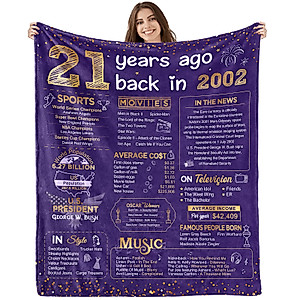 21st Birthday Gifts for Her 21st Birthday Decorations for Him 21 Year Old Happy Birthday Gifts for Women Daughter Son Girl Boy Sister Bestie Soft Throw Blanket Back in 2003-60x50 Inch - Gold