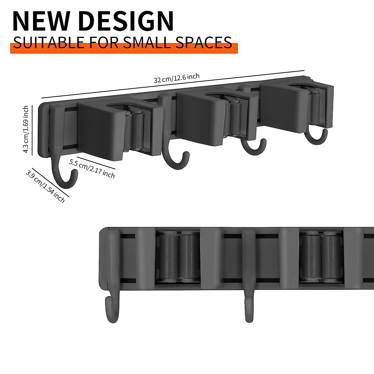 Broom and Mop Holder Wall Mount,Upgraded Broom Organizer,Broom Hanger Wall Mount for Home Kitchen Bathroom Garden Laundry Garage,Tool Organizer With 3 Racks and 4 Hooks (Black, 3 Racks with 4 Hooks)