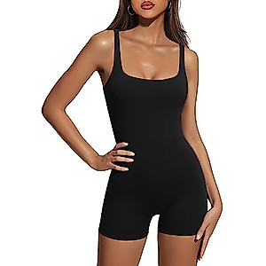 AUTOMET Jumpsuits for Women Bodysuits Shorts Rompers Unitard Shapewear Sexy Sleeveless Backless Seamless Summer Outfits 2023 Clothes