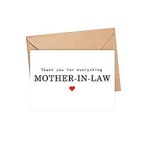 Thank You For Everything Mother-In-Law Card - Thank You Card - Mother-In-Law Card - Mother's Day Card- Card For Her- Greeting Card For Birthday-Anniversary - Note Card- Thank You For Everything Card