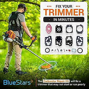 BlueStars K20-WYL Carburetor Rebuild Kit with Primer Bulb - Compatible with WYL WYL Series Carb & Shindaiwa R200 S200 230 T2500 XS200 XT2500 Gx22 GT1100 CS221 - Replaces 753-04014 615-873