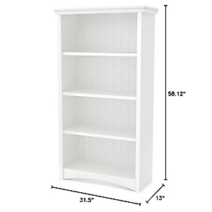 South Shore Gascony 4-Shelf Bookcase Pure White