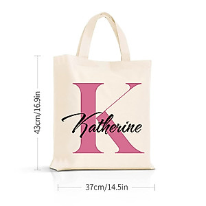 Easycosy Personalized Initial Tote Bag for Women Custom Canvas Bag Gift for Wedding Birthday Customized Shoulder Bag
