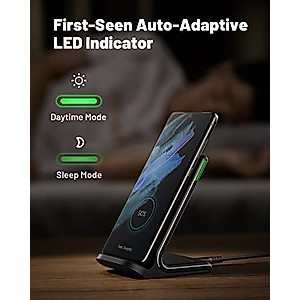 Wireless Charger, 15W Fast Wireless Charging Station, SAFUEL Wireless Charging Stand with Sleep-Friendly Light for iPhone 14 13 12 Pro XR XS 8 Plus Samsung Galaxy S22 S21 S20 Note 10 Ultra Google