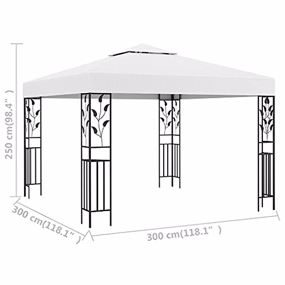 Gazebo,Outdoor Gazebo, Hardtop Gazebo,Backyard Gazebo,Patio Gazebo,Party Tent,Frame with Ornate Floral Details,for Patio,Backyard,Garden,Lawns,Outdoor,9.8'x9.8' White 0.6 oz/ft²