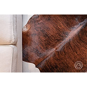 Genuine Brindle Dark Reddish Cowhide Rug Large Size 6 x 6-7 ft. 180 x 210 cm