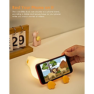 Cute Silicone Duck Night Light, 3 Level Dimmable Touch Control Rechargeable Beside Nursery Lamp, Squishy Kawaii Stuff Desk Room Decor, Nightlight for Breastfeeding, Toddler, Baby, Kids, Girls Gifts