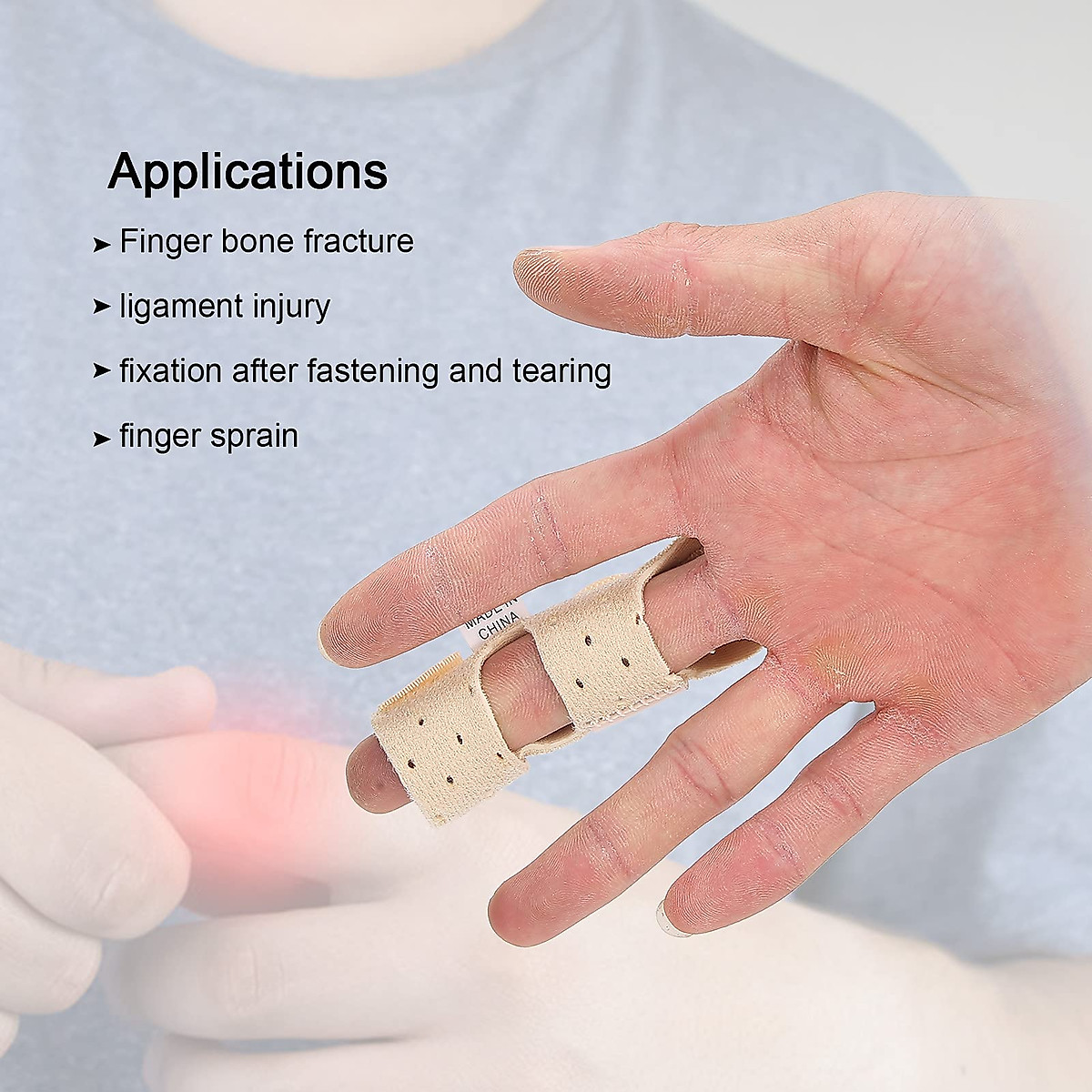 Milltrip Finger Splint, Finger Splint Brace Finger Sprain Fracture Fixation Support for Index Middle Finger (Skin Color)