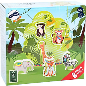 small foot wooden toys Small Foot Wooden Toys Wooden Jungle Animal Peg Puzzle & Carrying Case designed for children 12+ months, Multi (11091)
