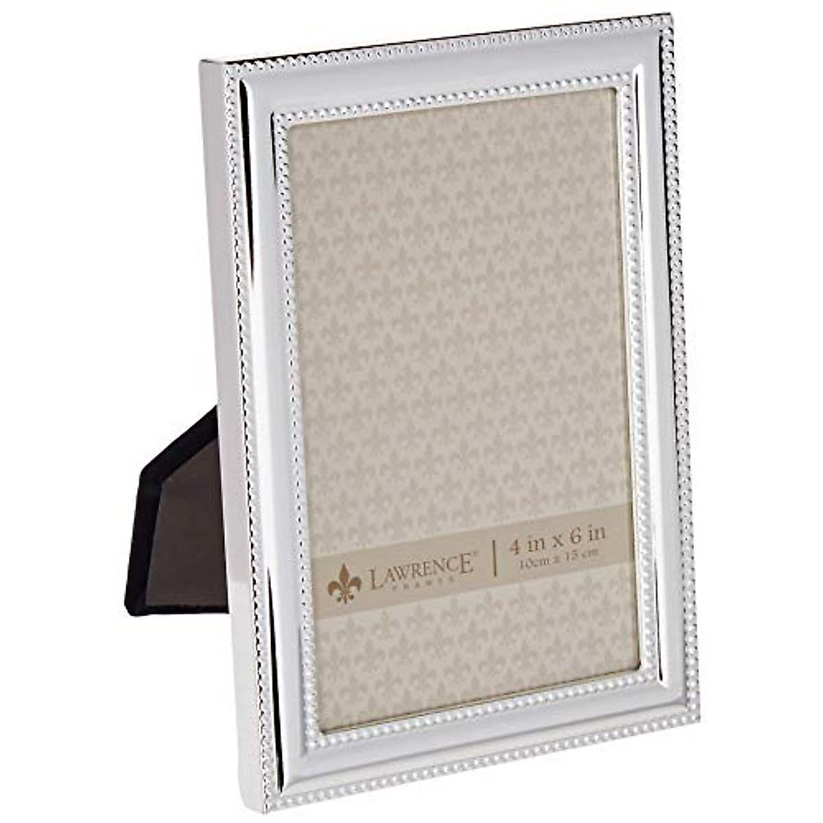 Lawrence Frames 510746 Metal Picture Frame Silver-Plate with Delicate Beading, 4 by 6-Inch