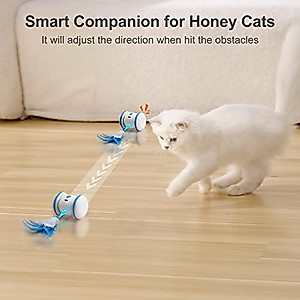LiieyPet Cat Toys for Indoor Cats Interactive Cat Toy with 3 Feathers, Automatic Cat Toys with LED Lights, USB Rechargeable Cat Toys, Electronic Cat Toy, 360° Rotating, Cat Exercise Toy