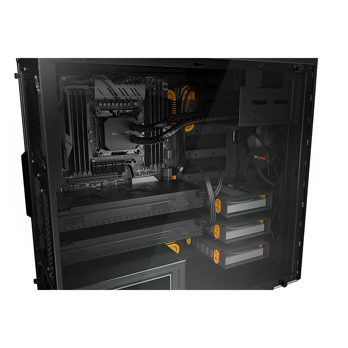 be quiet! Pure Base 600 | ATX Midi Tower PC Case | 2 Pre-Installed Fans | Tempered Glass Window | Orange | BGW20