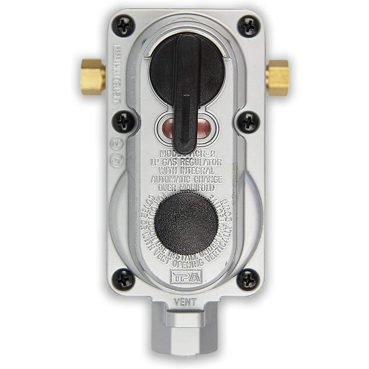 Flame King 2-Stage Auto Changeover LP Propane Gas Regulator with Two 18 Inch Pigtails for RVs, Vans, Trailers