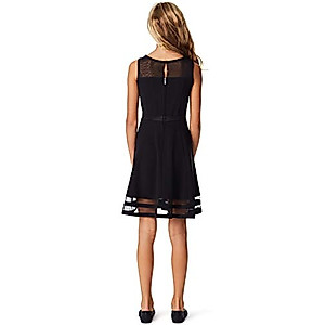 Calvin Klein Girls' Sleeveless Party Dress, Fit and Flare Silhouette, Round Neckline & Back Zip Closure, Black, 8