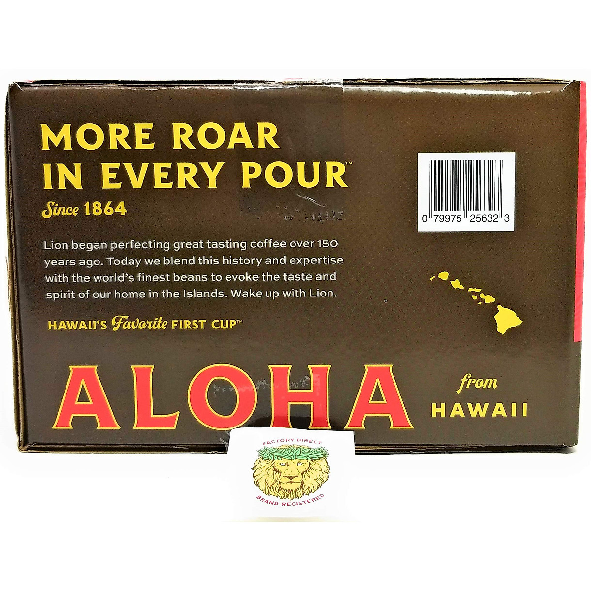 Lion Coffee Single Serve Coffee Pods ORIGINAL Roast (Pack of 54) with Exclusive Lion Coffee Factory Direct Brand Registered Sticker, AN ISLAND FAVORITE