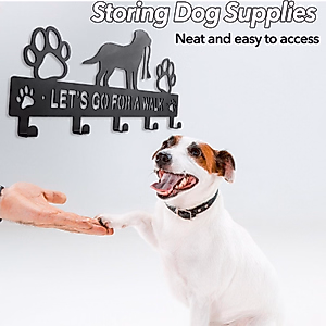 XSCQ 5-Hooks Dog Leash Holder for Wall,Doorway Dog Hooks for Wall,Dog Outdoor Stuffs Storager Rack for Hanging Dog Vest Harness,Leash,Collar,Keys,Dog Iron Leash Hooks for Wall (A-Black)