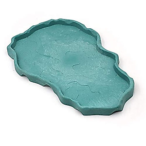 MINYULUA Reptile Food Dish Terrarium Water Bowl Large Food Feeding Bowl for Turtle Tortoise Snake Lizard Gecko Ball Python Reptile Amphibian, Blue