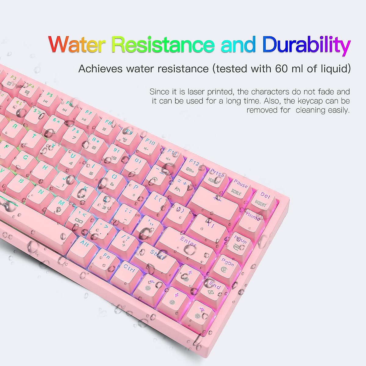 OKKID Mechanical Keyboard 60%, Wired Bluetooth Gaming Keyboard, Red Switches, RGB Backlight, CQ84 Wired Keyboard, 84 Keys, for Windows PC, Mac,Smartphone