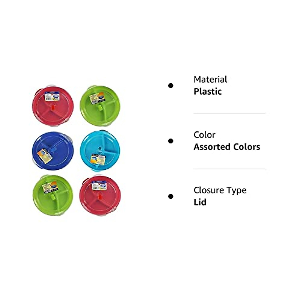 Regent Products Corp (Set of 6) Microwave Food Storage Tray Containers - 3 Section / Compartment Divided Plates w/ Vented Lid