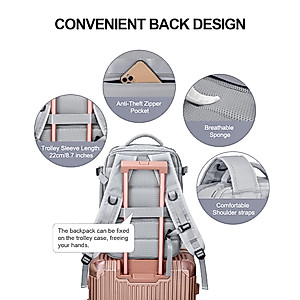 Carry On Backpack for Women, Airline Approved Personal Item Large Travel Backpack Flight Approved, Waterproof Laptop Bag Business Work Gym Backpacks Men Grey Mochila De Viaje