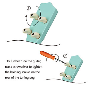 Pidoko Kids Toy Guitar Wooden Ukulele - Mint Blue - Musical Toys for Toddlers Boys and Girls