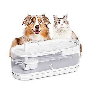 YauYik Cat Water Fountain with Wireless Pump, 78 fl oz/2.3L Ultra-Quiet Automatic Pet Water Fountains for Cats and Dogs, Cat Dispenser Bowl for Drinking with Smart LED Light & 3 Flow Modes