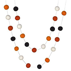 Halloween Felt Ball Garland- Orange, Tangerine, Black, White- 1" (2.5 cm) Wool Felt Balls- Autumn Fall Pumpkin