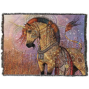 Pure Country Weavers Seretse Blanket by Laurie Prindle - Fantasy Unicorn Gift Tapestry Throw Woven from Cotton - Made in The USA (72x54)