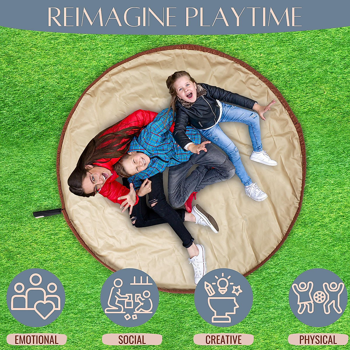 OKLEH - XL Toy Storage Play Mat - Toy Chest - Travel Pack & Play - Canvas Storage Bag Organizer - Kids Craft Organizer, Storage & Container System - Playroom - For Play with Lego, Duplo & Hot Wheels