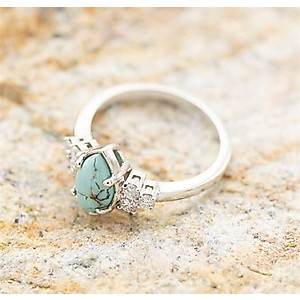 Vintage Turquoise Crystal Rings Set - 3pcs Wedding Ring Set for Women, Gold Tone/Silver Tone, Bohemian Style-gold8