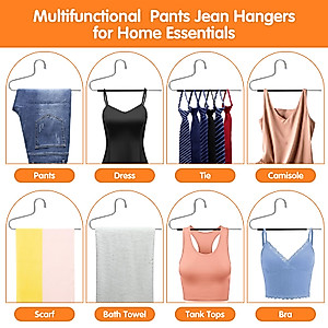 Closet Organizers and Storage,10 Pack Pants Hangers Space Saving,Dorm Room Essentials for College Students Girls Guys,Home Essentials Clothes Hanger Strong Metal Hangers for Jeans,Slacks,Blanket,Scarf