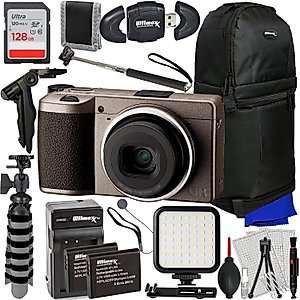 Ultimaxx Advanced Ricoh GR III Digital Camera Bundle (Diary Edition) - Includes: 128GB Ultra Memory Card, 2X Spare Batteries, Selfie Stick, Water-Resistant Camera Backpack & Much More (23pc Bundle)